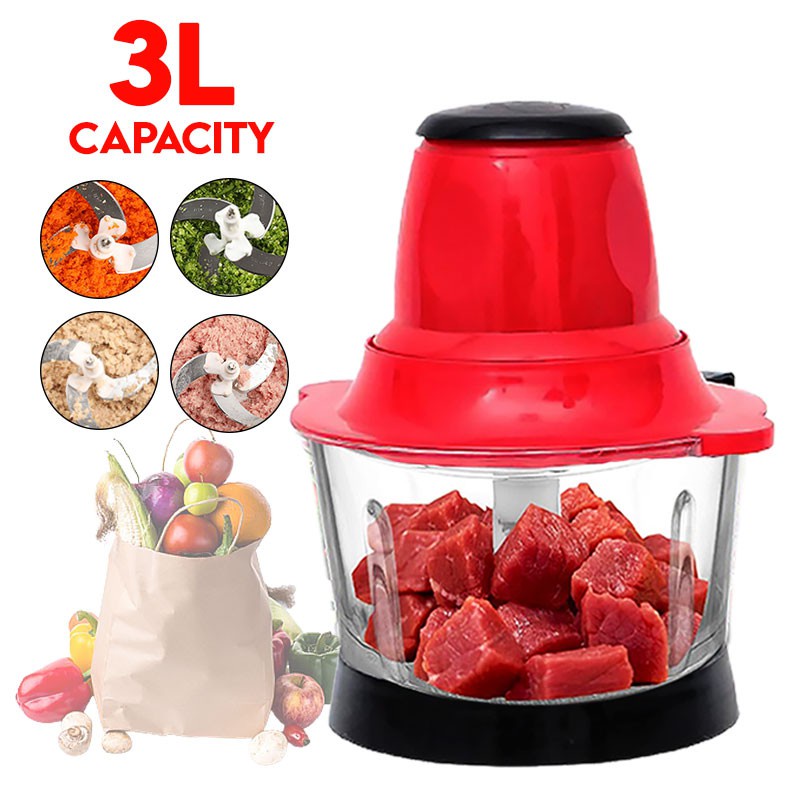 Food Chopper 3L Extra Large Cup Electric Cleanable Machine Meat ...