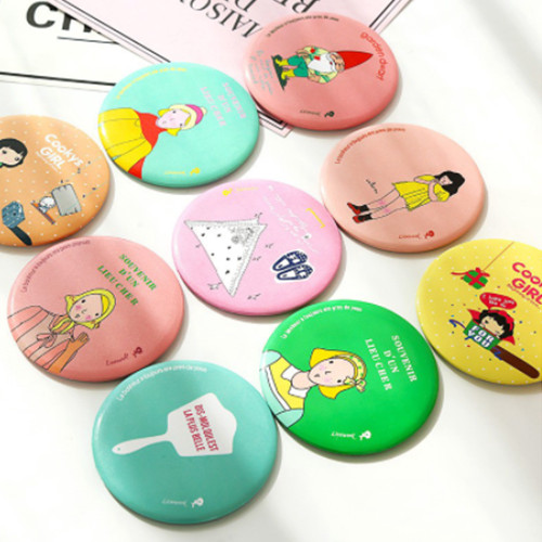 Cartoon Mini Portable Mirror Portable Cute Small Round Mirror Makeup ...