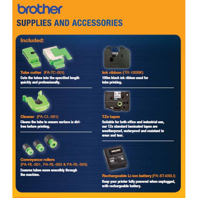 BROTHER acessories PA-BB-003 PA-BT-4000LI PATC001 TR100BK Cutter batter base battery ink ribbon ...
