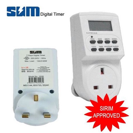 SUM 24hrs Digital Timer / Analog Timer 3 Pin Plug w/SIRIM Approved | Shopee Malaysia