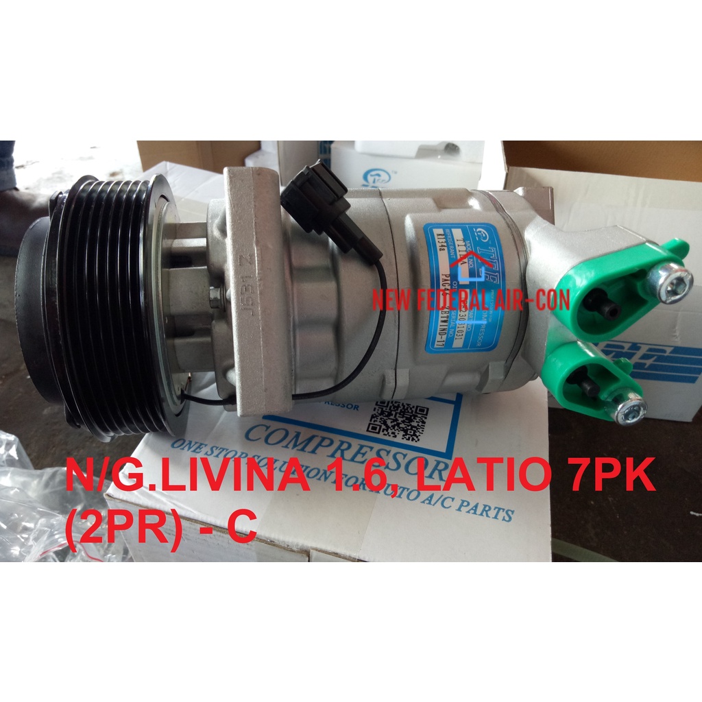 #(NEW COMPRESSOR) NISSAN GRAND LIVINA, NISSAN LATIO 7PK COMPRESSOR (2 PIPE SIDE AT REAR) - LOCAL ...