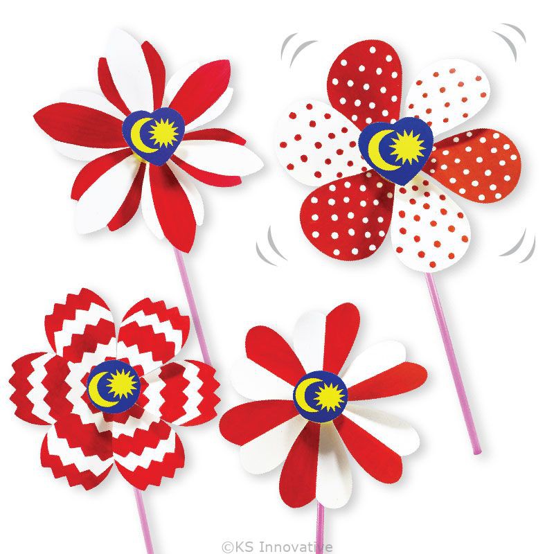 DIY Merdeka Flower Pinwheel Pack of 10 - Hari Kemerdekaan & Malaysia ...
