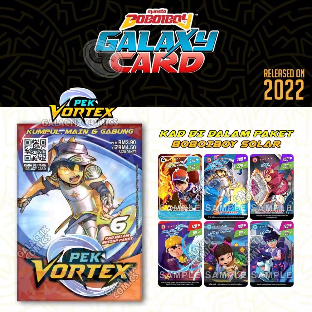 KIDZONE BoBoiBoy Galaxy Card : Pek Vortex (1 pack:6 cards) [ORIGINAL] | Shopee Malaysia