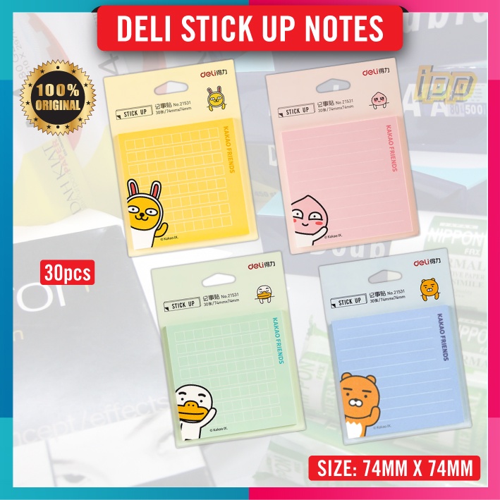 Deli Stick Up Notes 74mm x 74mm / Sticky Note Pastel Colour Paper (30's ...