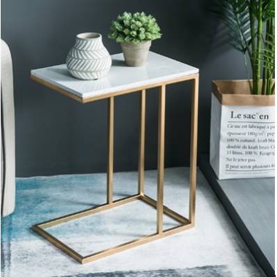 Meja Sisi Modern Marble Top Nordic Side Table Coffee Table Iron Living ...