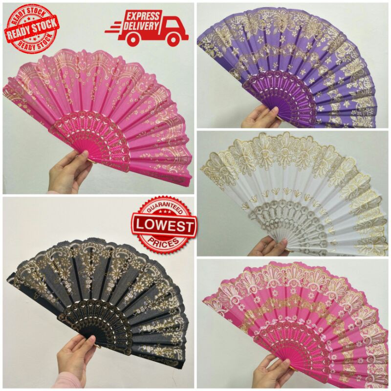 FOLDABLE LACE FAN TRADISIONAL Baba Nyonya Hand Fan Doorgift Goodies ...