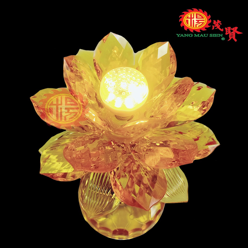 YMS 高级水晶蓮花燈 LED (全亮式 耐用省电）观音灯 神台灯 莲花灯 神桌灯 拜神灯 菩萨灯 LED Praying Lotus ...
