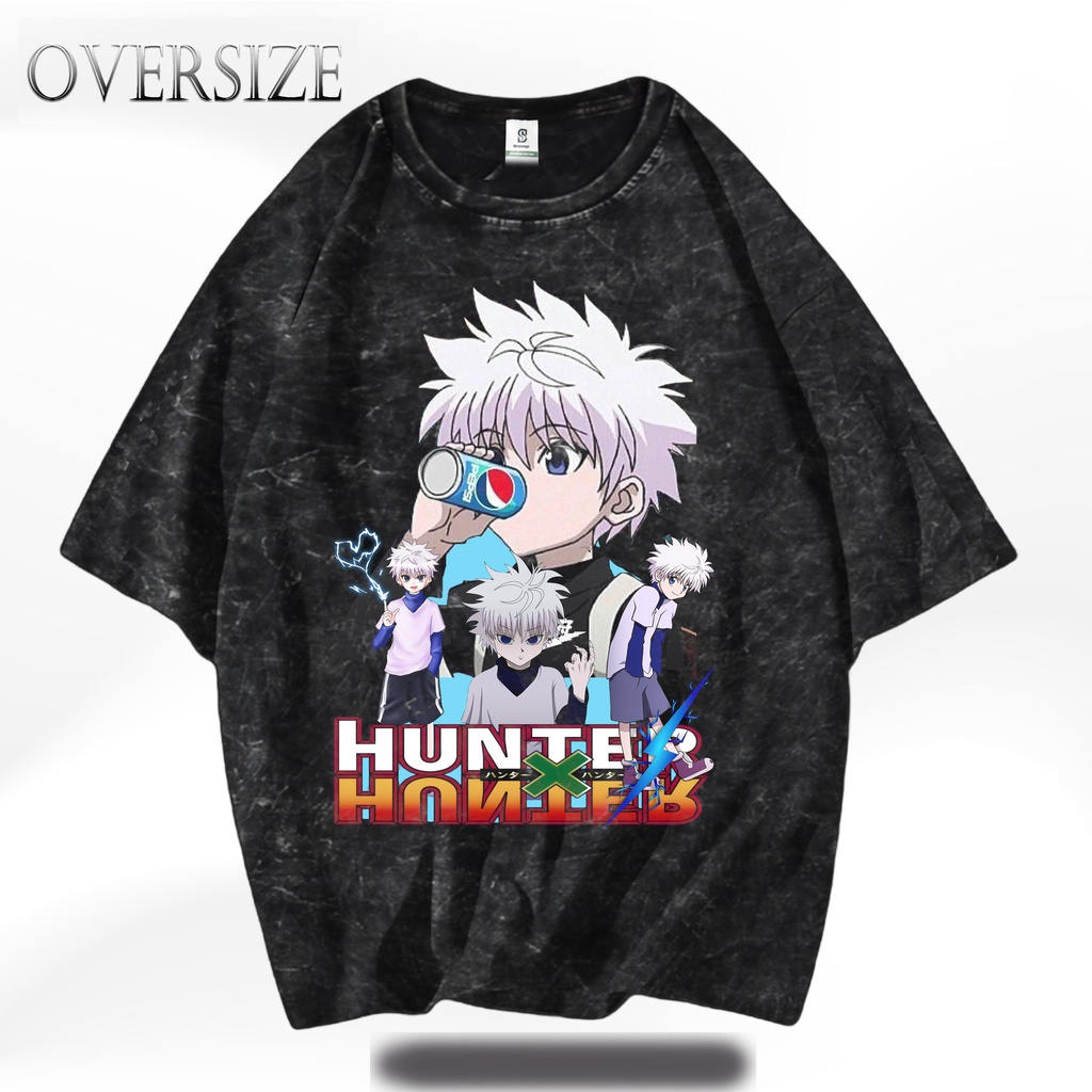 Killua HUNTER X KAOS OVERSIZE WASHING KAOS ANIME KILLIA VINTAGE T-SHIRT ...