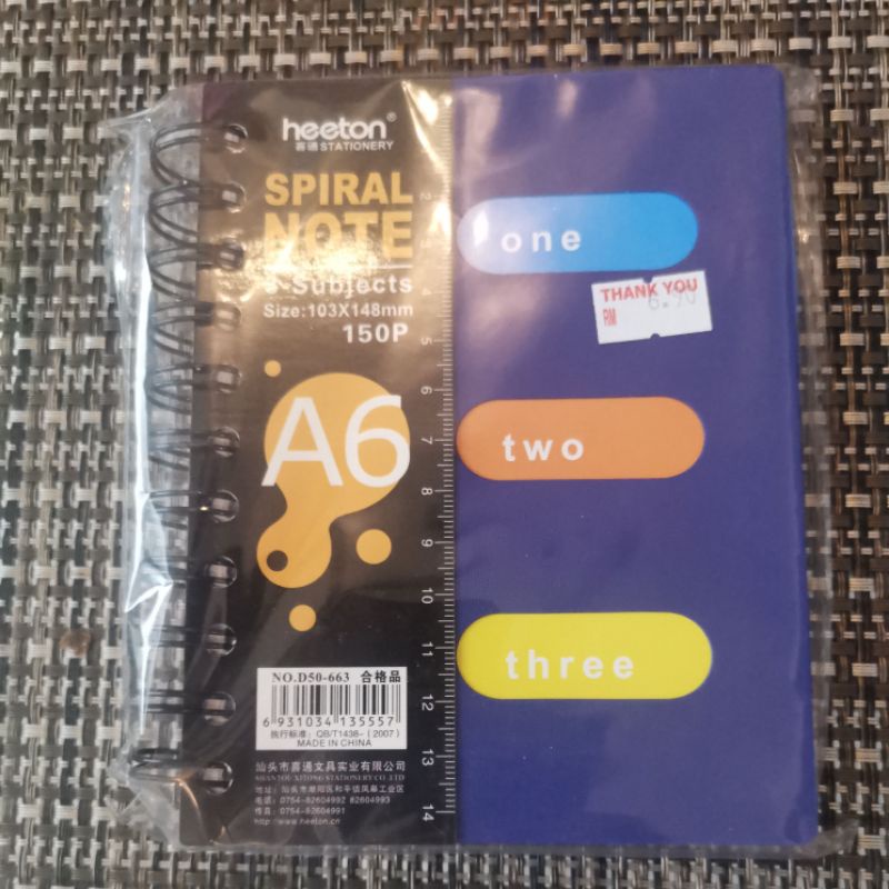 [Ready Stock. Reduce to Clear] Heeton Spiral Note 3 subjects 150pg ...