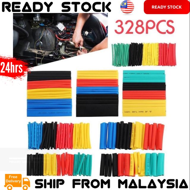 328pcs Assorted Polyolefin Heat Shrink Tubing Tube 1 Set Cable Sleeves ...