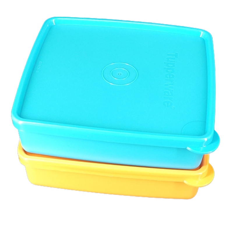Tupperware Rectangular Square Orange and Blue 400ml ( Set of 2 ...