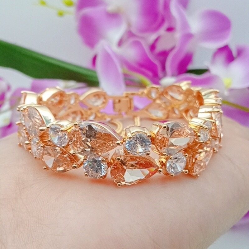 Bracelet For Women 9 Gold PlatedSki Gem model Precious Imported Luxury ...