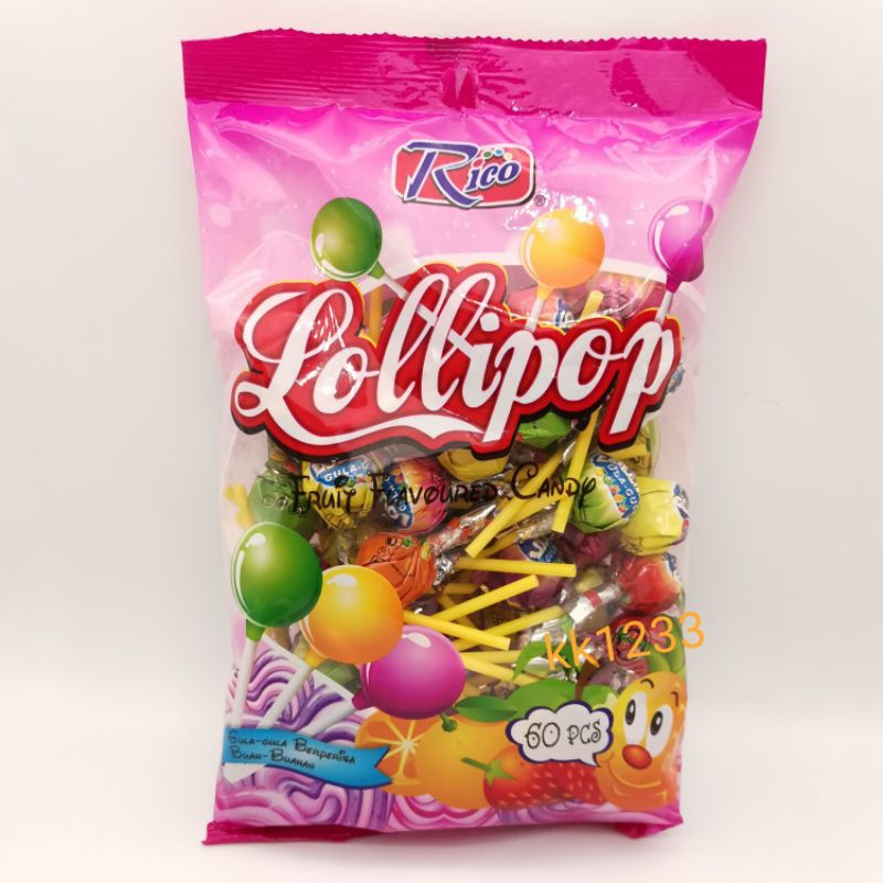 Rico Lollipop Fruit Flavour Candy 60pcs | Shopee Malaysia