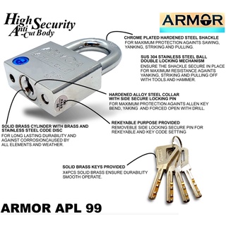 YLK ARMOR APL99 Key Alike 2/3/4/5 KAS HARDENED STEEL ANTI CUT BODY PAD ...