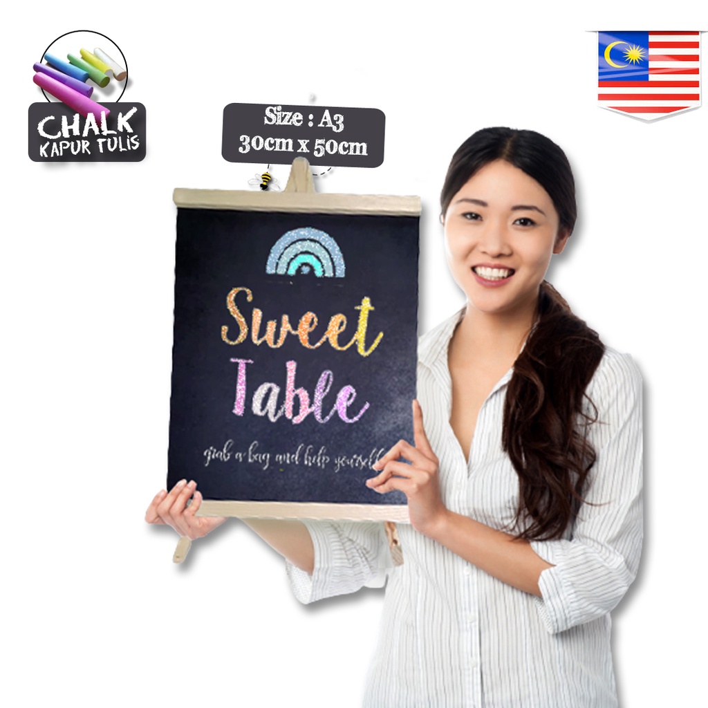 A3 (50cm*30cm) Table Menu Wood ChalkBoard Blackboard Papan Hitam Office ...