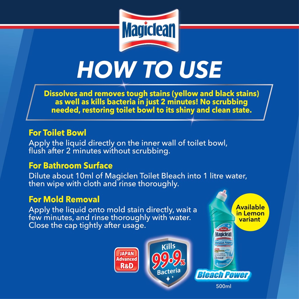 MAGICLEAN Toilet Bleach Regular (500ml) | Shopee Malaysia