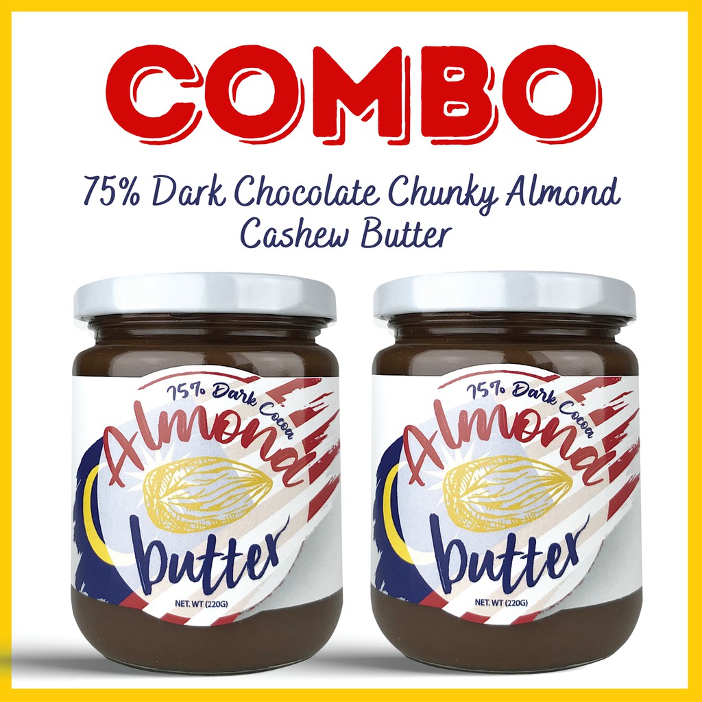COMBO MERDEKA SPECIAL (75% Dark Chocolate Chunky Almond Cashew Butter ...