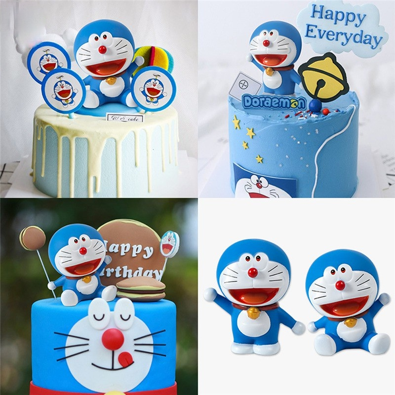 4pcs set Doraemon Cake Decorations Blue Cartoon Cat Cake Topper ...
