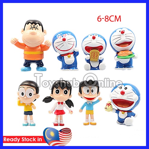 TOYSHUB Set 8 Pcs Patung PVC Doraemon Nobi dan Rakan-Rakan, Koleksi ...