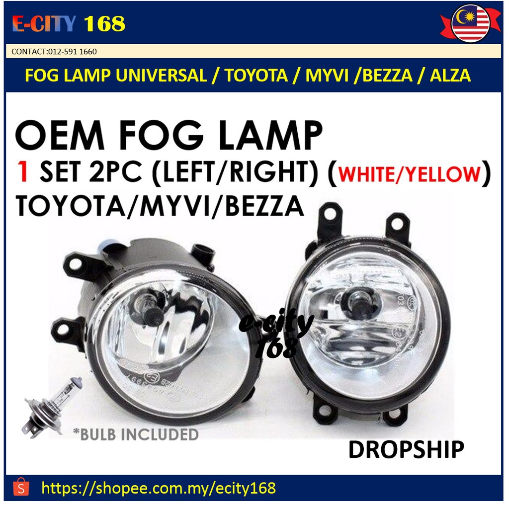 MYVI BEZZA ALZA VIOS CAMRY ALTIS ESTIMA TOYOTA FOG LAMP BUMPER LAMP SPORT LIGHT WITH BULB (1 SET ...