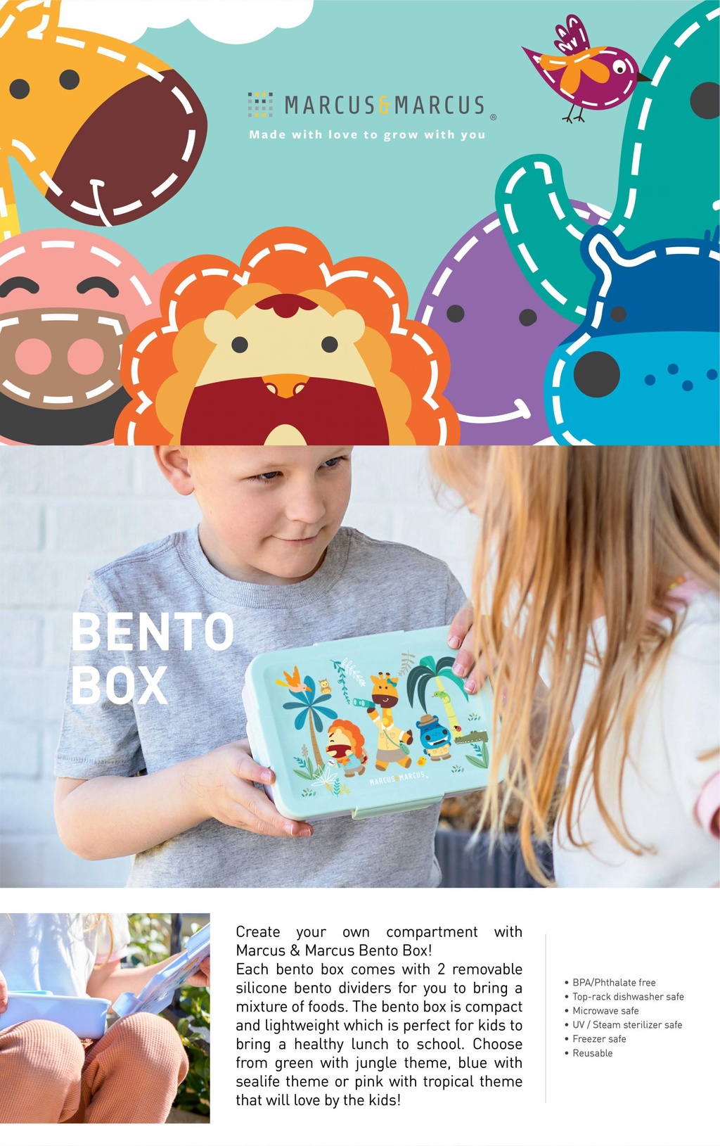 Marcus & Marcus Bento Box | Kids Lunch Box | Bekas Makanan Bayi ...