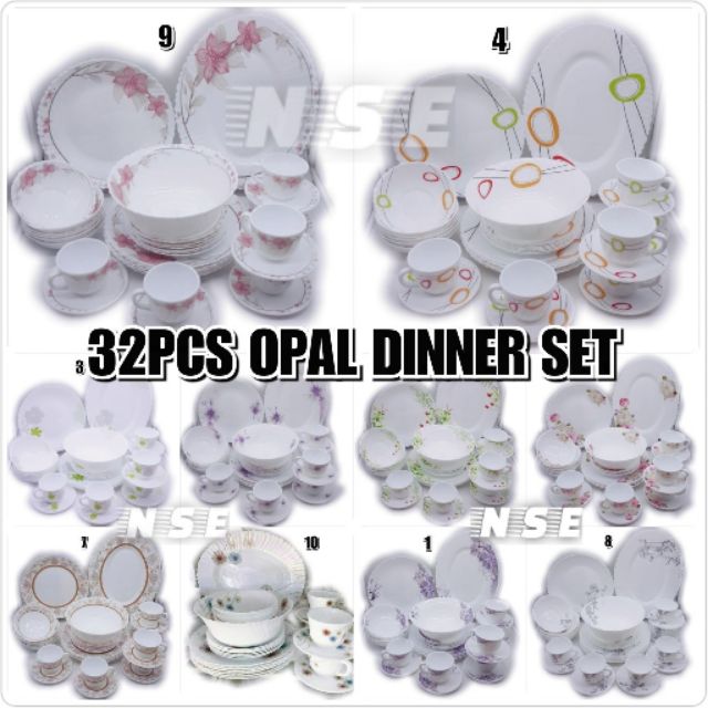🔥HOT! 32PCS OPAL DINNER SET /SET PINGGAN SET MAKAN SET CAWAN SERVING ...