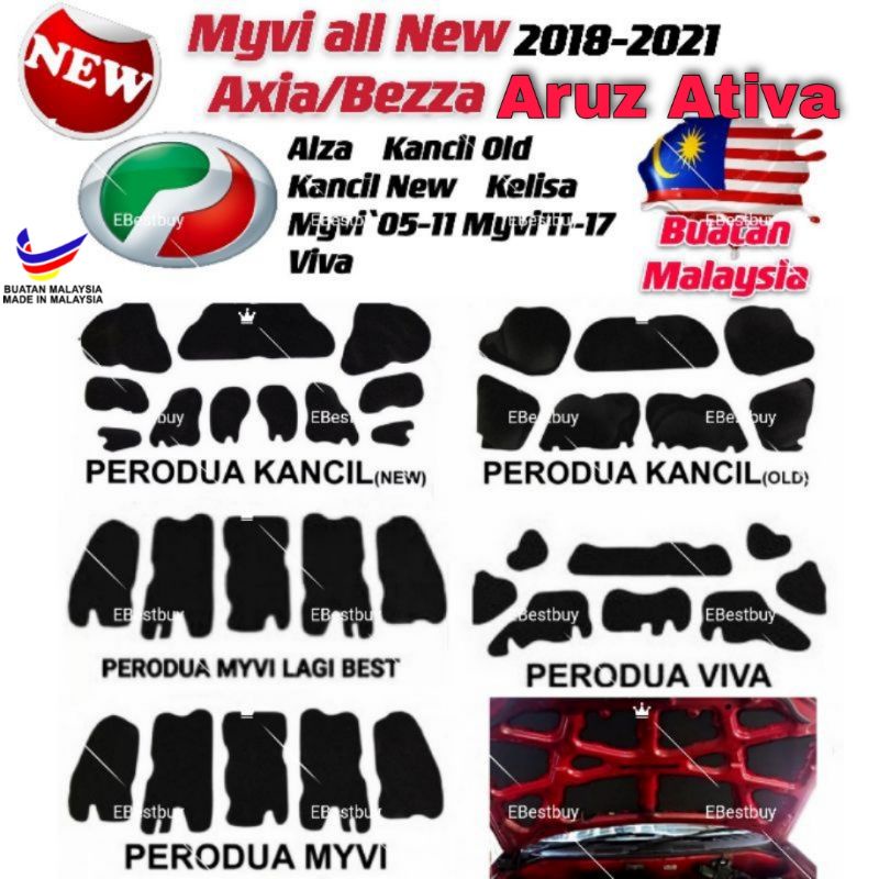 Perodua Bonnet Cover Sponge Mat Soundproof Baru span bonet Aruz Ativa ...