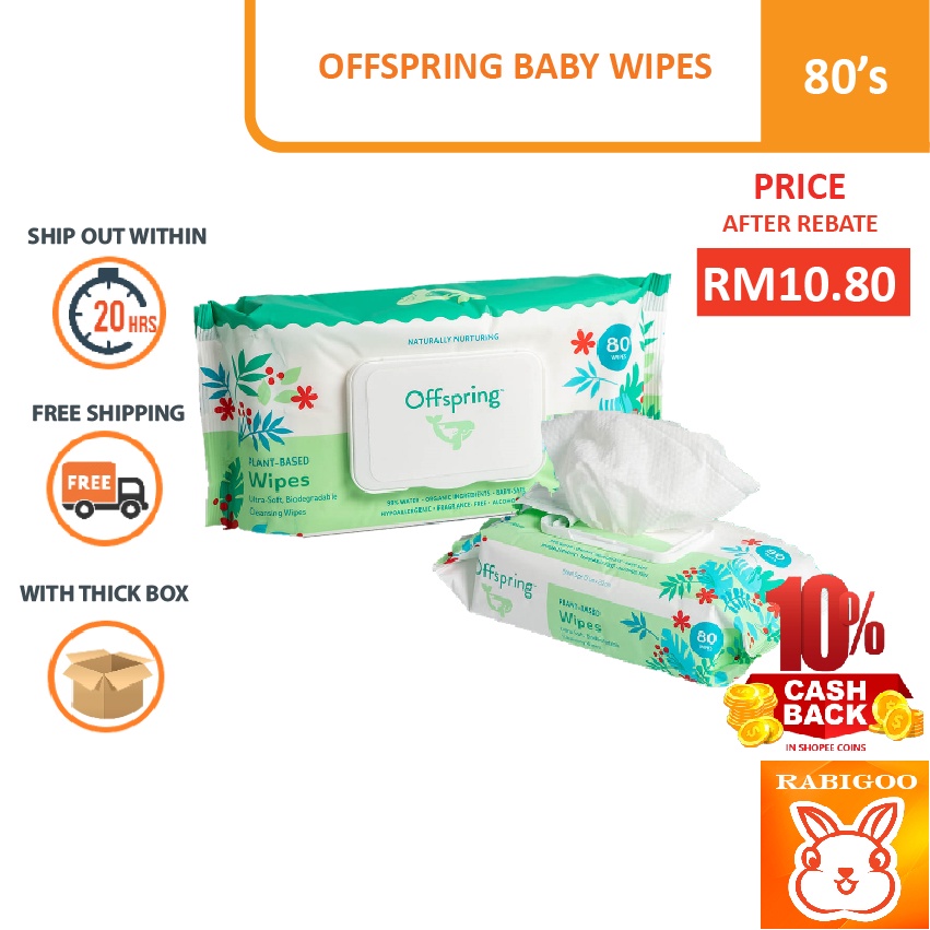 [CASHBACK 10%] OFFSPRING BABY WIPES - 80ct (baby wipes/wet tissue/tisu ...
