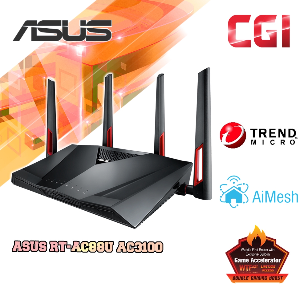 Asus RT-AC88U AC3100 Dual-Band Gigabit WiFi Gaming Router (90IG01Z0 ...