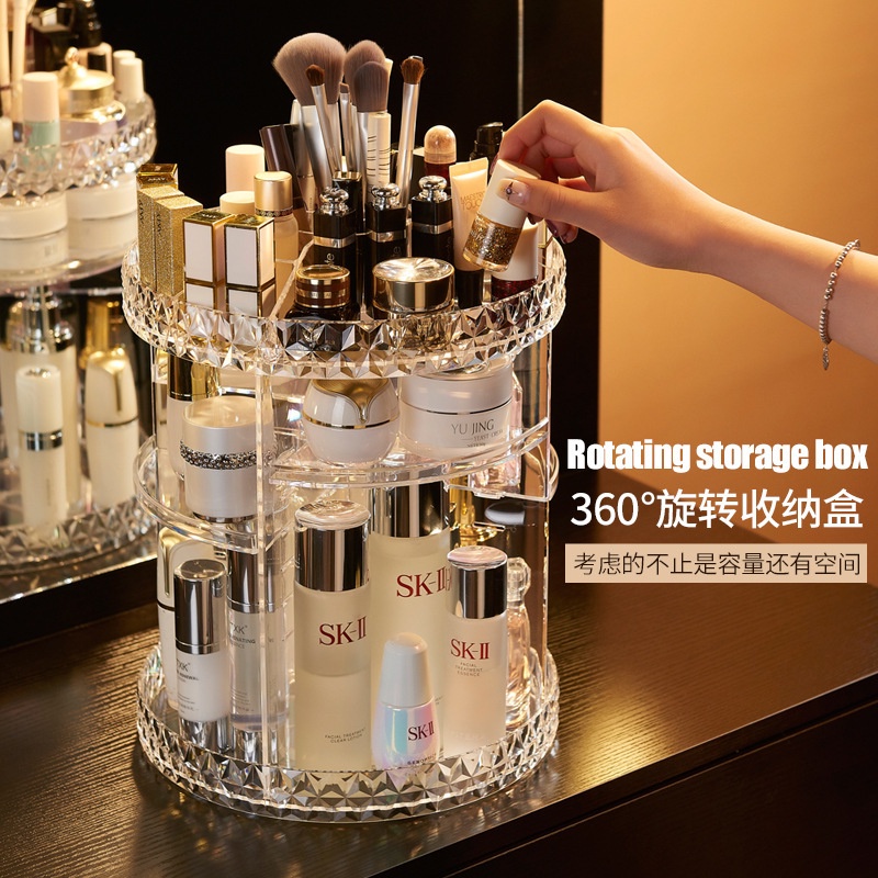 Makeup Organizer 360 SkinCare Cosmetic Case Storage Box Rotating ...