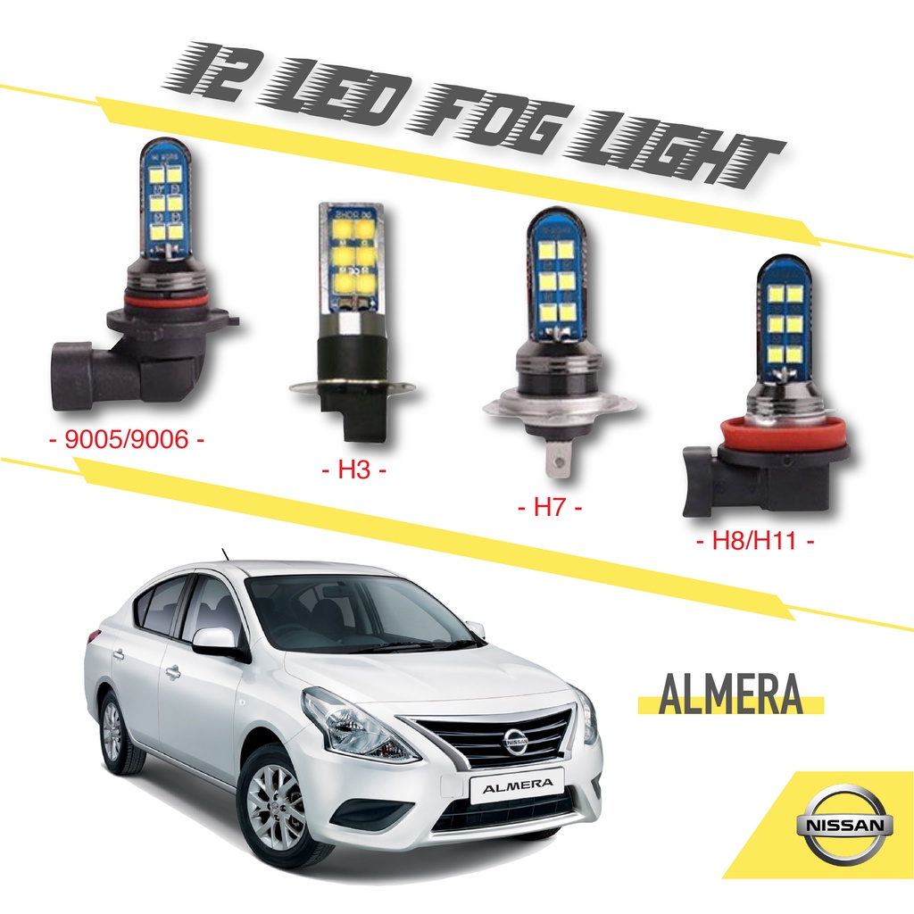 【NISSAN】Almera 1PC 12LED Fog Light Bulb *Strobe Flash+Stay* H3 H8 H11 ...
