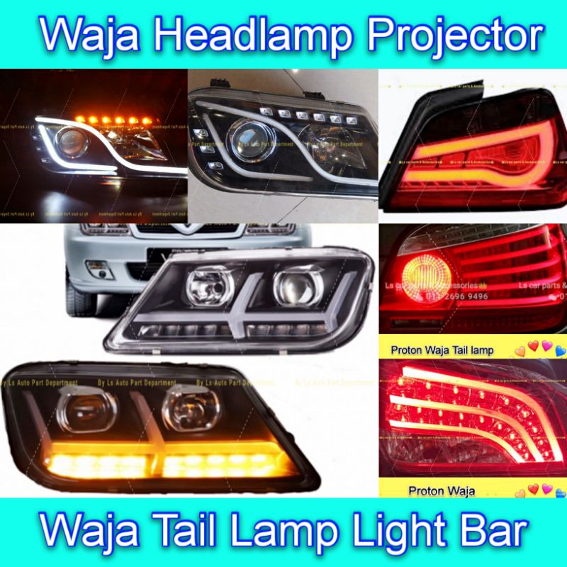 Waja Tail Lamp Projector Head Lamp 86 LED Smoke Light Bar M5 Audi Golf ...