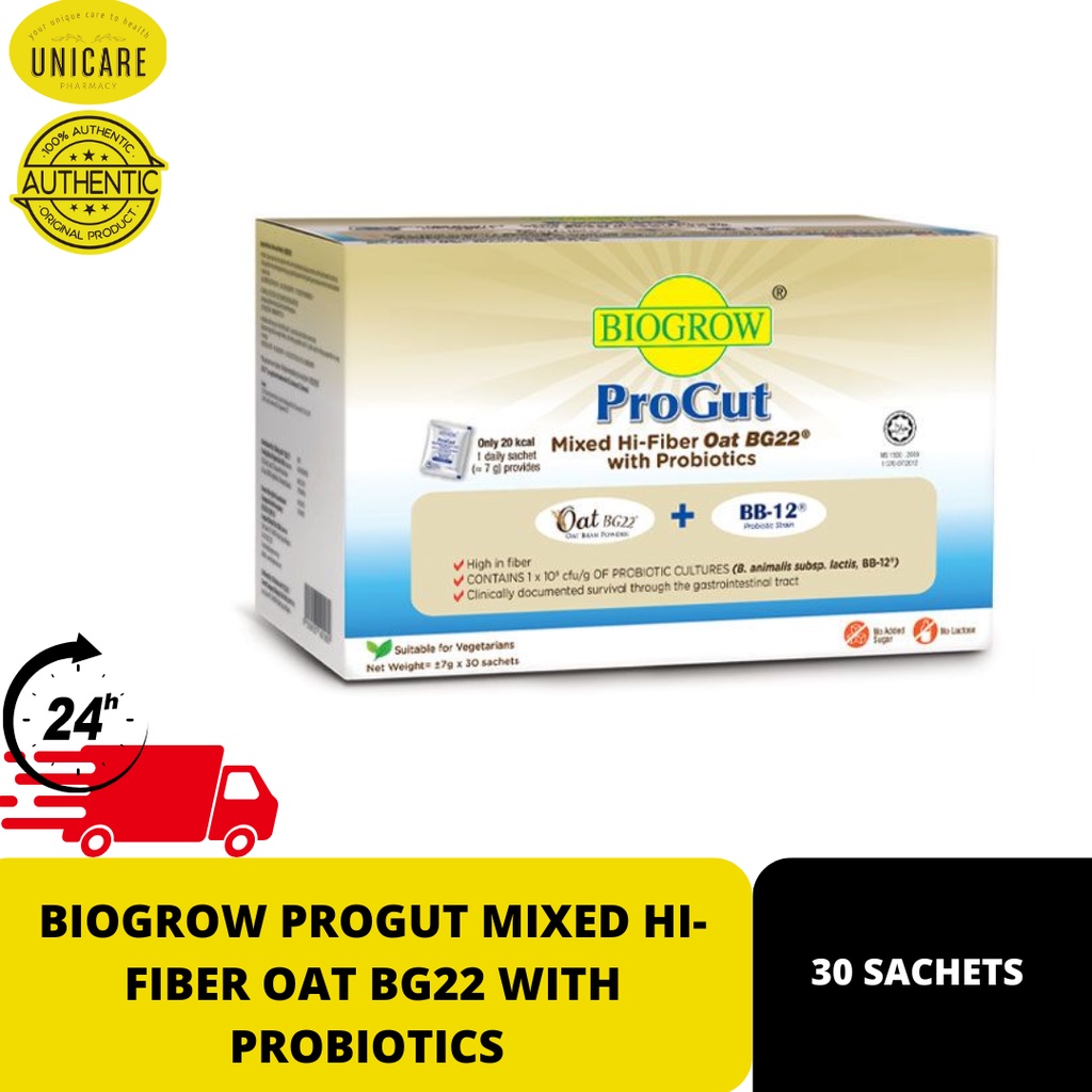 BIOGROW PROGUT MIXED HI-FIBER OAT BG22 WITH PROBIOTICS (30 SACHETS ...