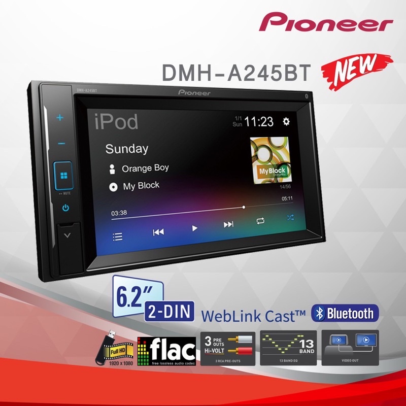 (New Model 2021) Pioneer DMH-A245BT - AV Multimedia Car Player with Mirroring / Weblink ...