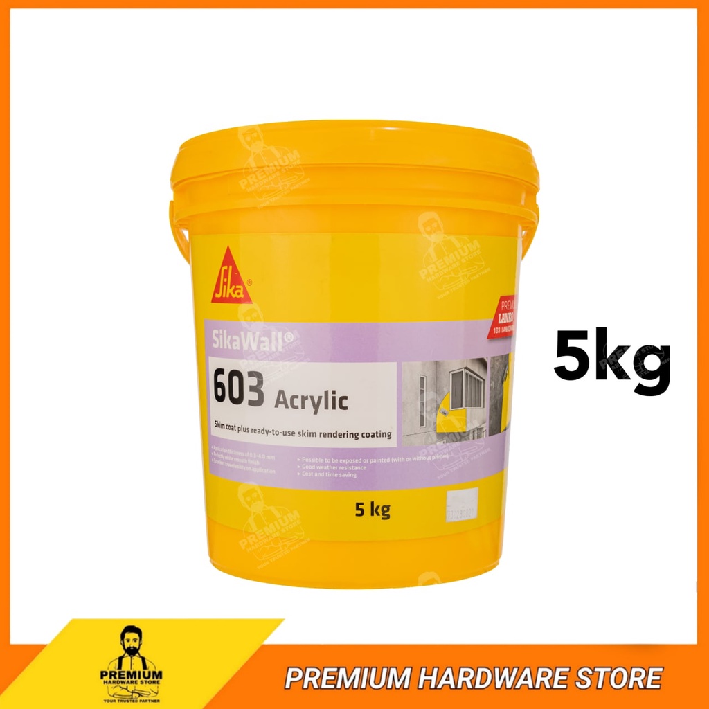 SIKA SikaWall 603 Acrylic 5KG Ready Use Surface Smoothing Protecting ...