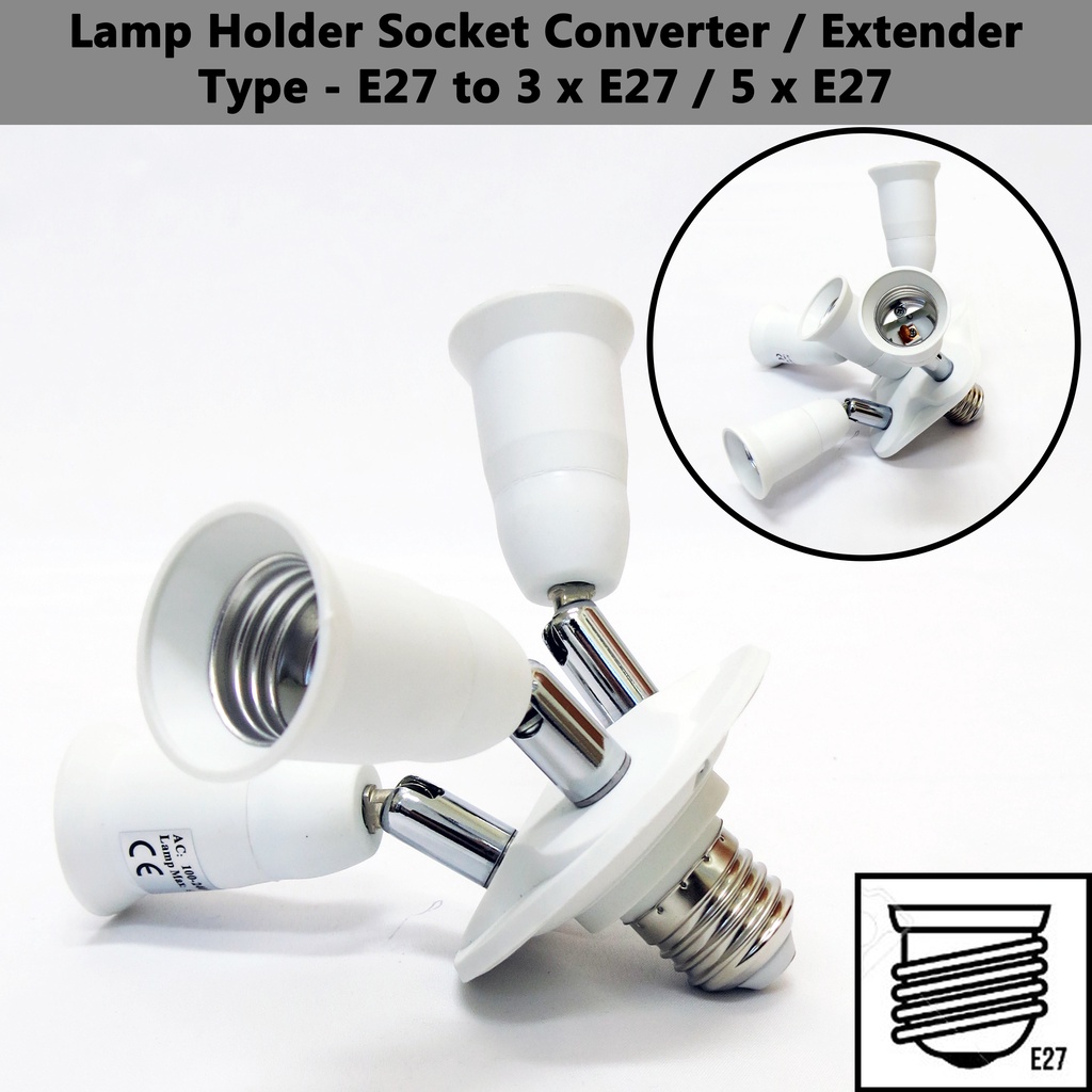 3H Penukar Soket Pemegang Lampu Mentol E27 ke [3 x E27/5 x E27 ...