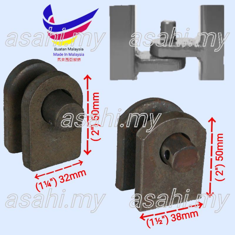 Welding Gate Pin Hinges / Pagar engsel 2"x1''x6mm / 2''x1¼''x8mm & 2 ...