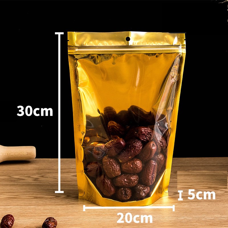 Gold Aluminium Transparent Zip Lock Stand Pouch ±50pcs | Aluminium ...