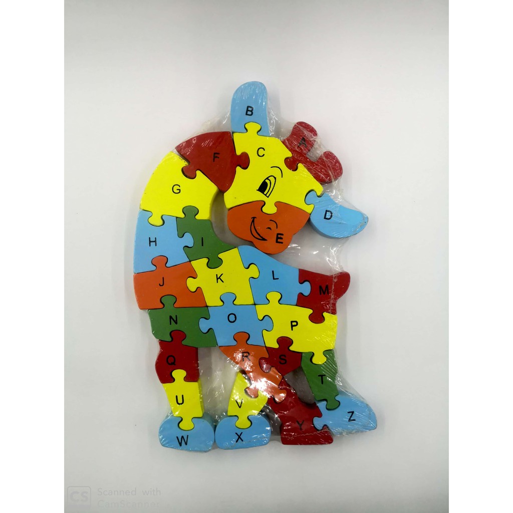 Wooden Giraffe Block Abc Alphabet Letters A-Z Number Puzzle Kids ...