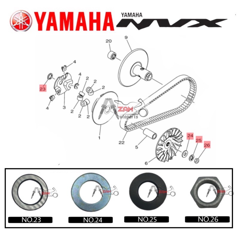 NVX 155 NUT WASHER FOR PULLEY CLUTCH 90201-16819 / 90201-163G6 / 90208 ...