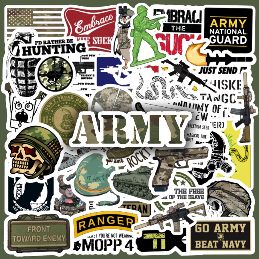 50 pcs. ARMY stickers | water proof | MILITARY STICKERS course | Shopee ...