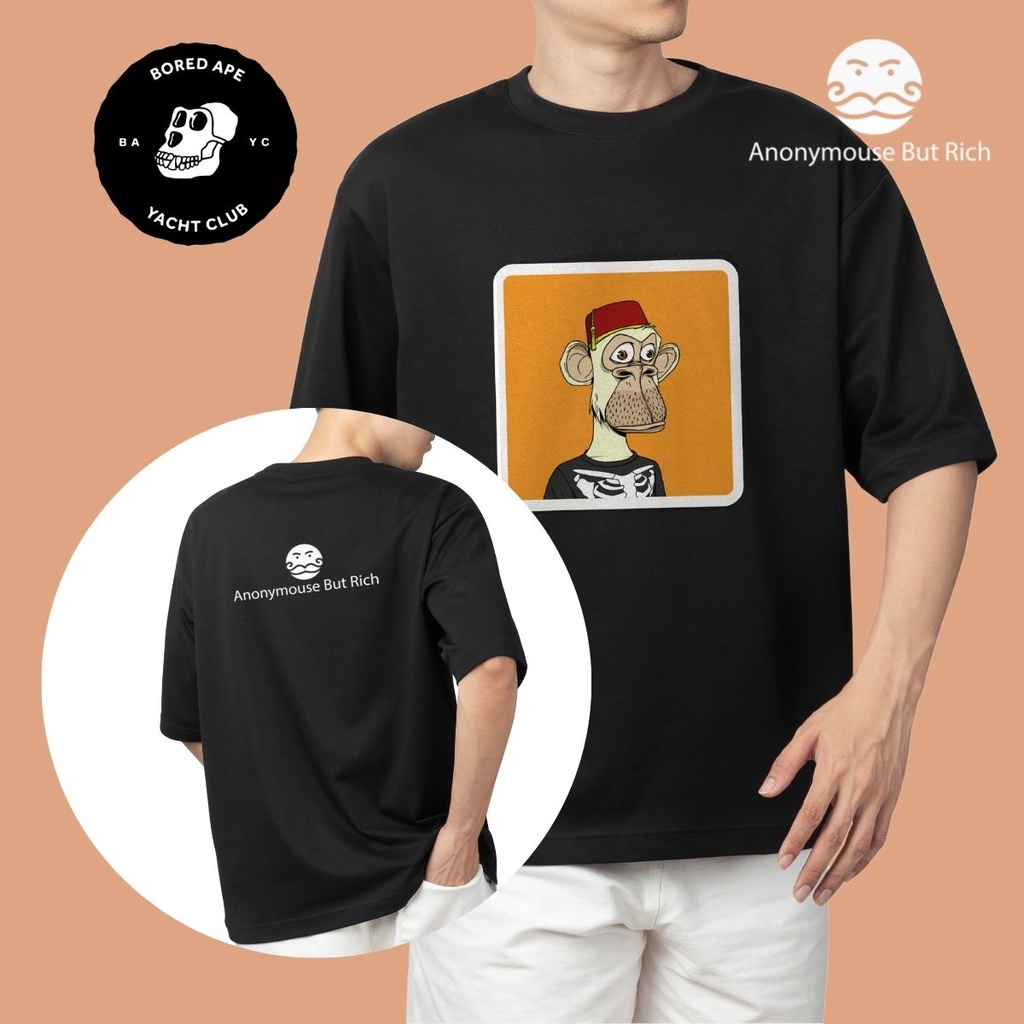 BLACK Oversized NFT T-SHIRT 1859 Bored Ape Yacht Club | Shopee Malaysia