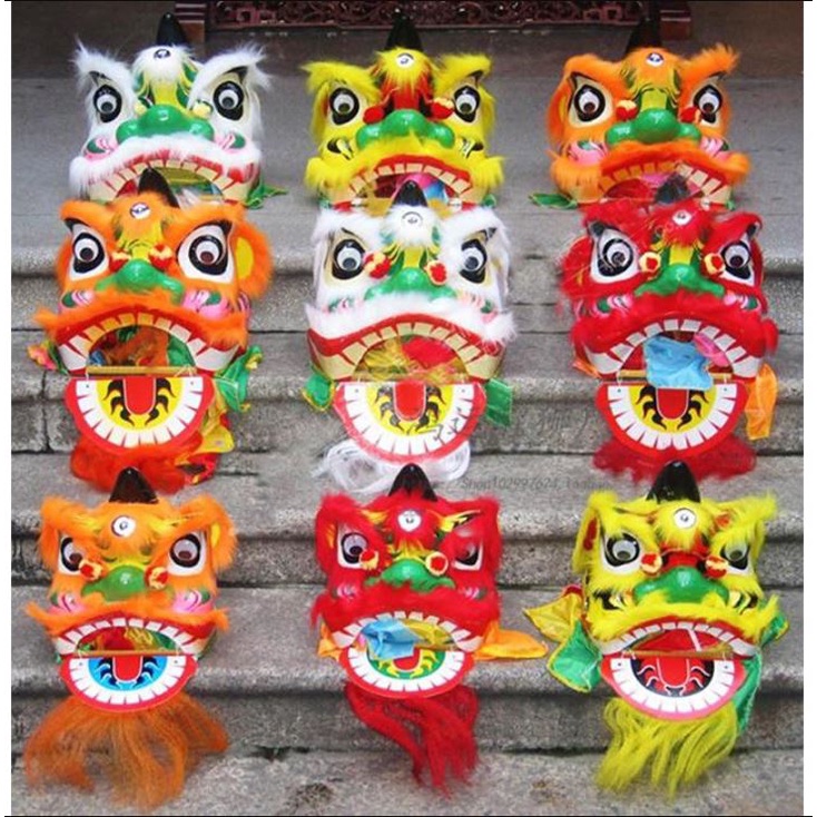 2-7 years old kids lion dance head set Chinese Traditional hand made ...