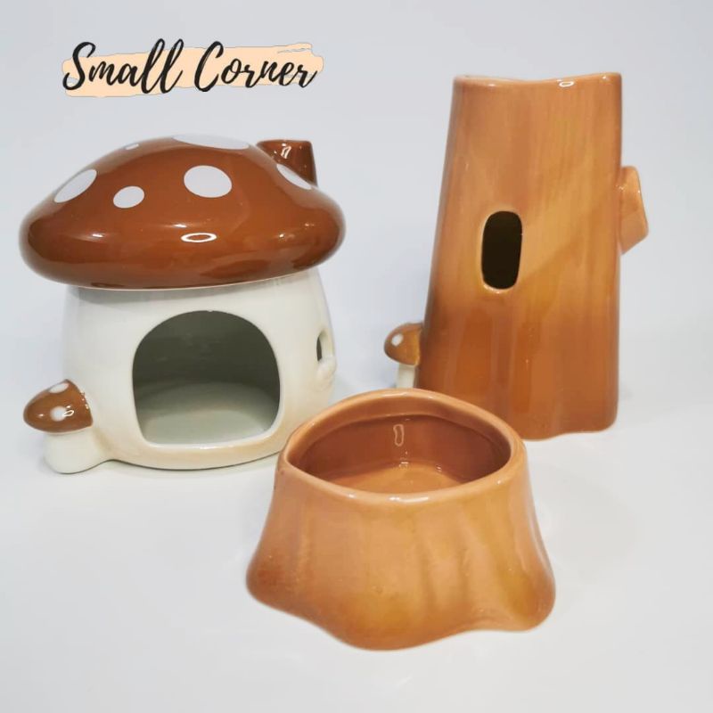 bucatstate hamster mushroom ceramic set house bottle stand bowl ...