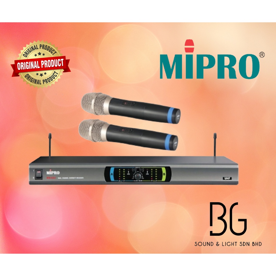MIPRO MR-823/MH80 UHF Dual Ch. Diversity Receiver & 2pcs Handhled Wireless Mic (MH-80) (MR823 ...