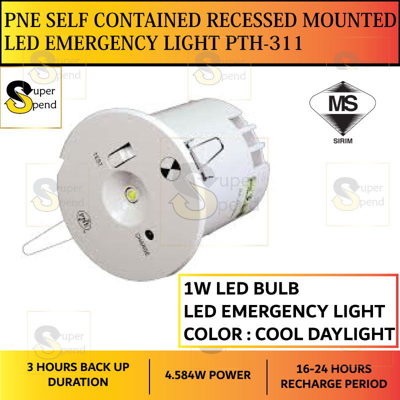 PNE Self Contained Recessed Mounted LED Emergency Light PTH311 PTH-311 ...