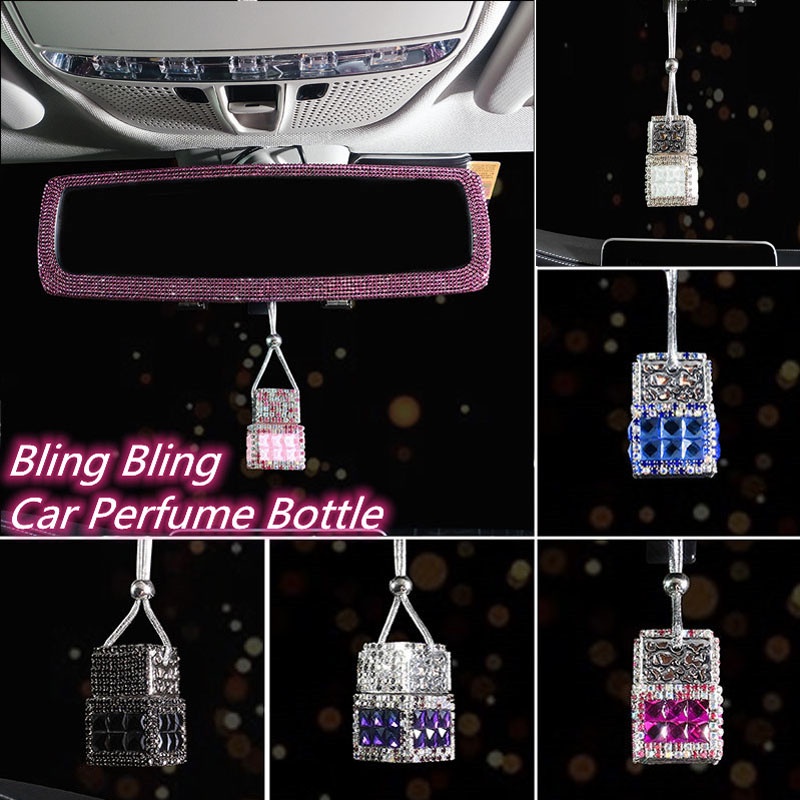 Bling Bling Car Perfume Bottle Crystal Studded Ornament for Rear View ...