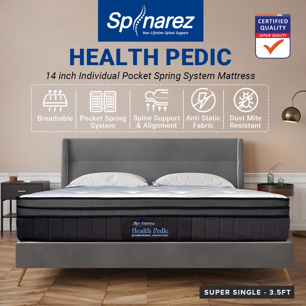 SpinaRez Health Pedic Tilam Mattress 14 inch Individual Pocket Spring ...