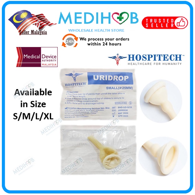 HOSPITAL GRADE URIDROP Male External Catheter (Size S / M / L / XL ...