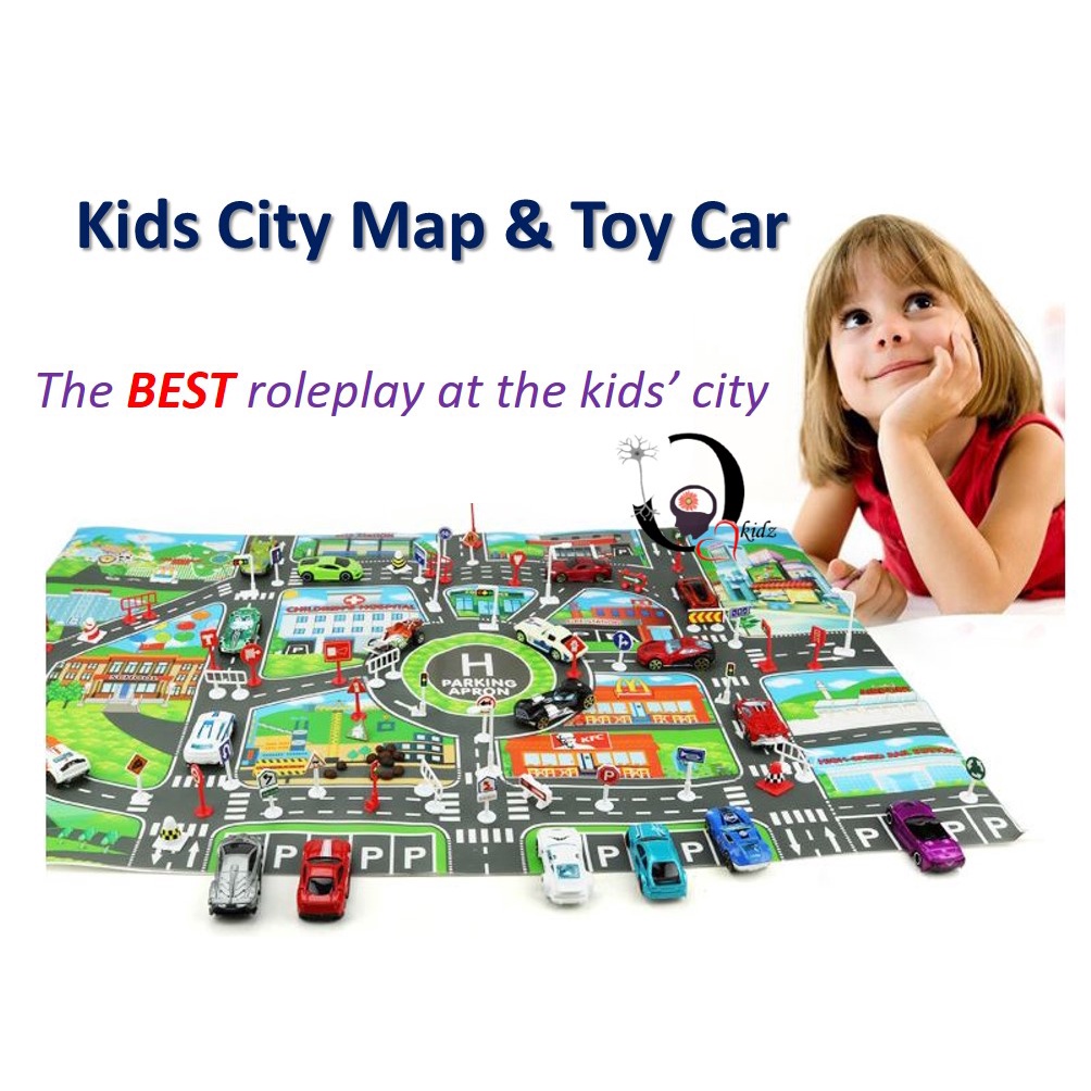 Kids City Traffic Map Roleplay at City Mini Car Toys with Mat | Shopee ...